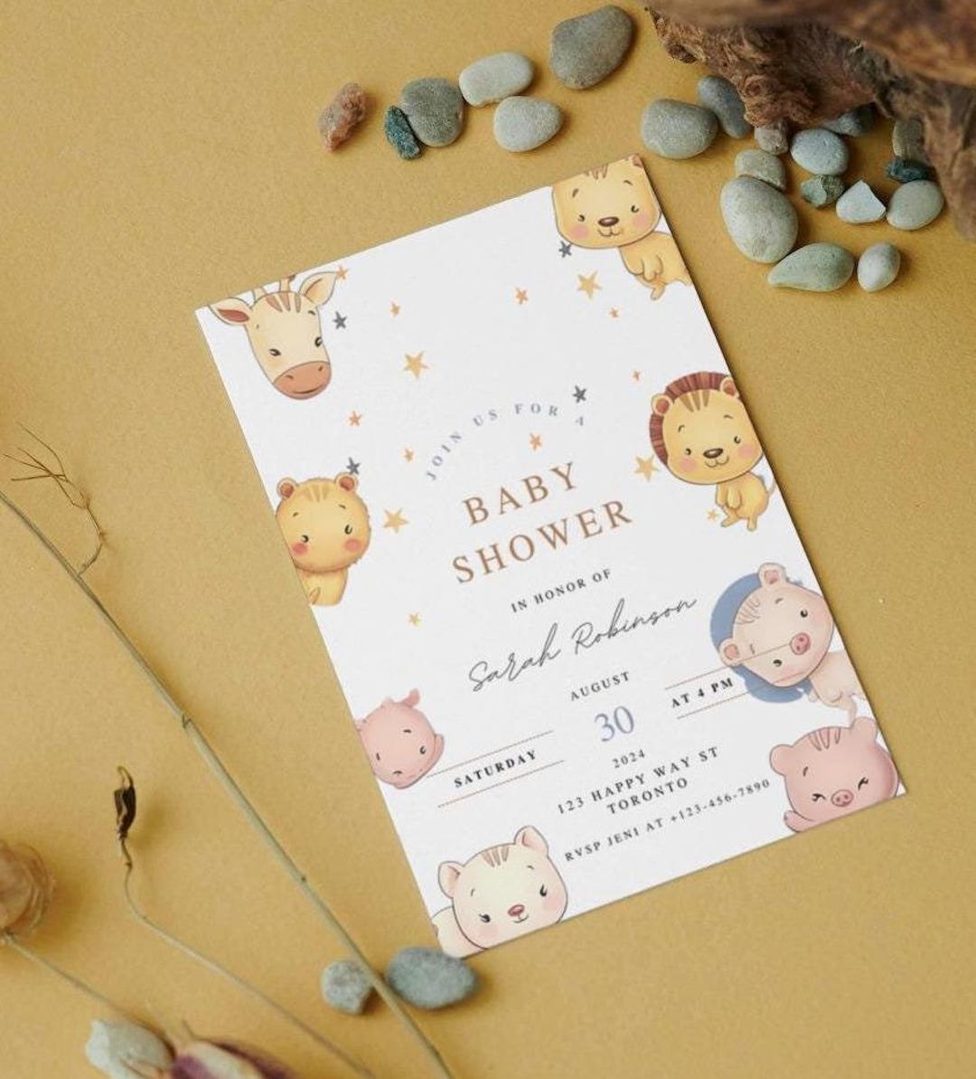 Editable Animal Theme Baby Shower Invitation | Baby Shower Invite ...