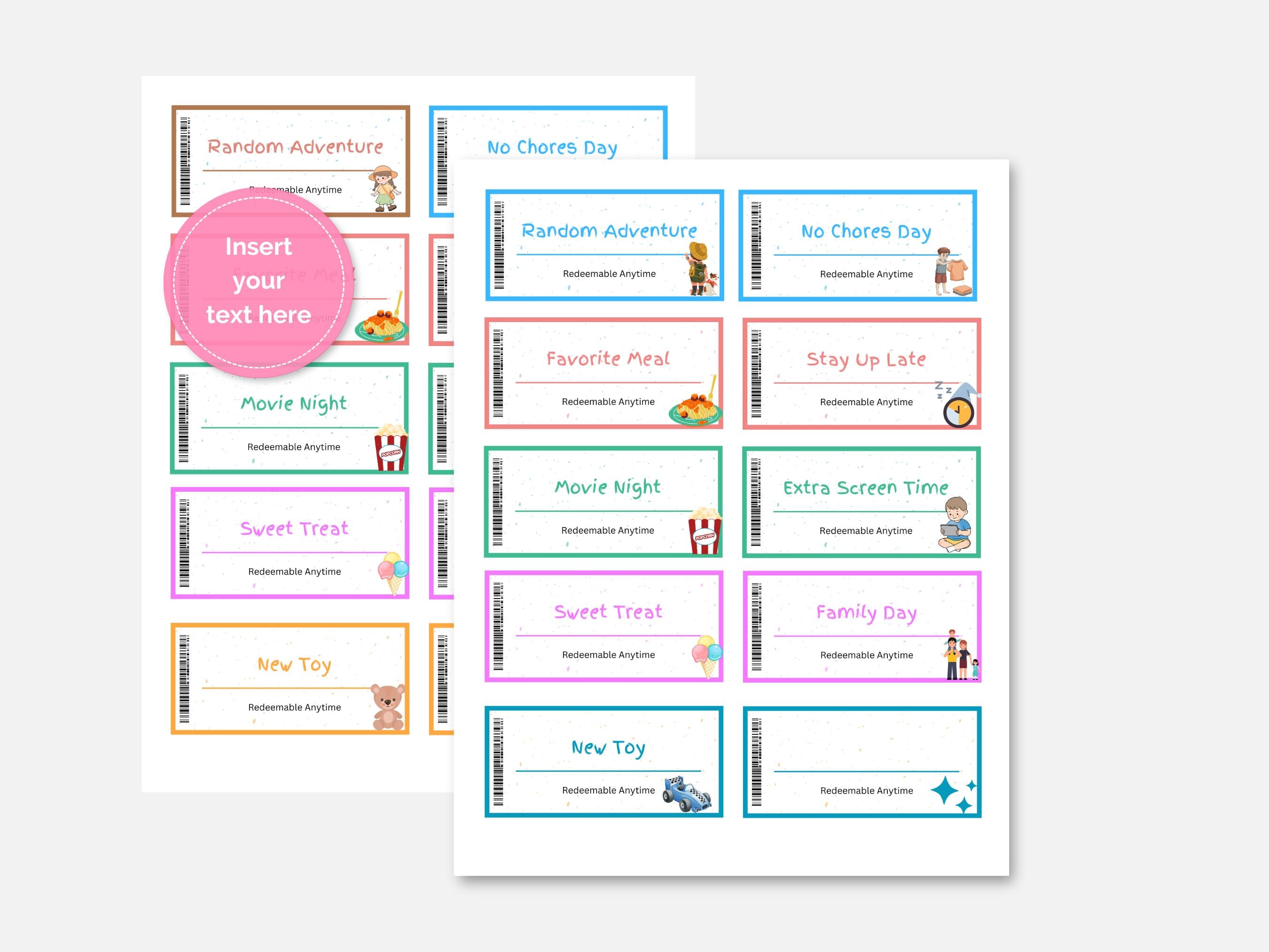 Editable Kids Reward Coupon Template | Chore Coupon, Good Behaviour ...