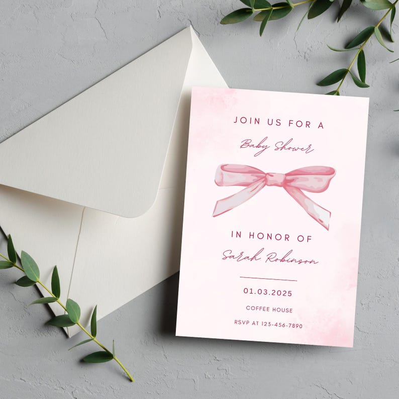 Editable Pink Baby Girl Welcome Invitation Template - Etsy