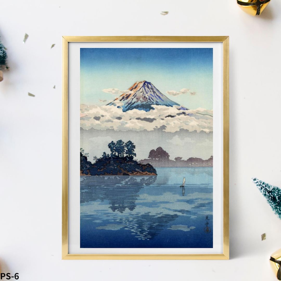 Japanese Poster Woodblock Print Japanese Landscape ,koshu Lake ...