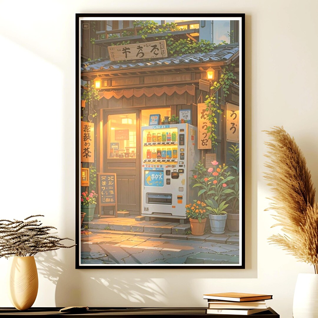 Japanese Tea House Travel Poster, Cozy Garden Cafe Art, Vintage Japan ...