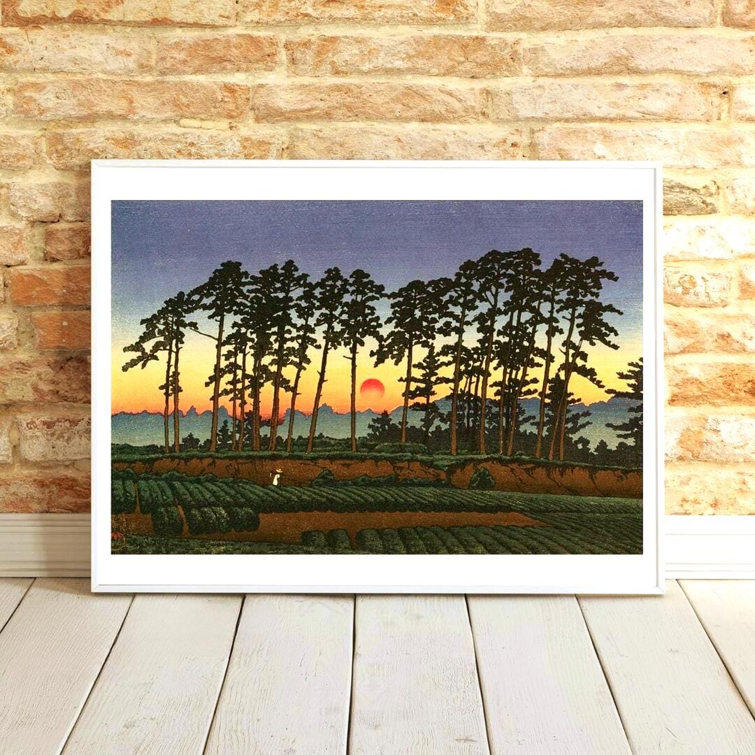 Kawase Hasui Woodblock Print, Sunset at Ichinokura, Ikegami, Japanese ...