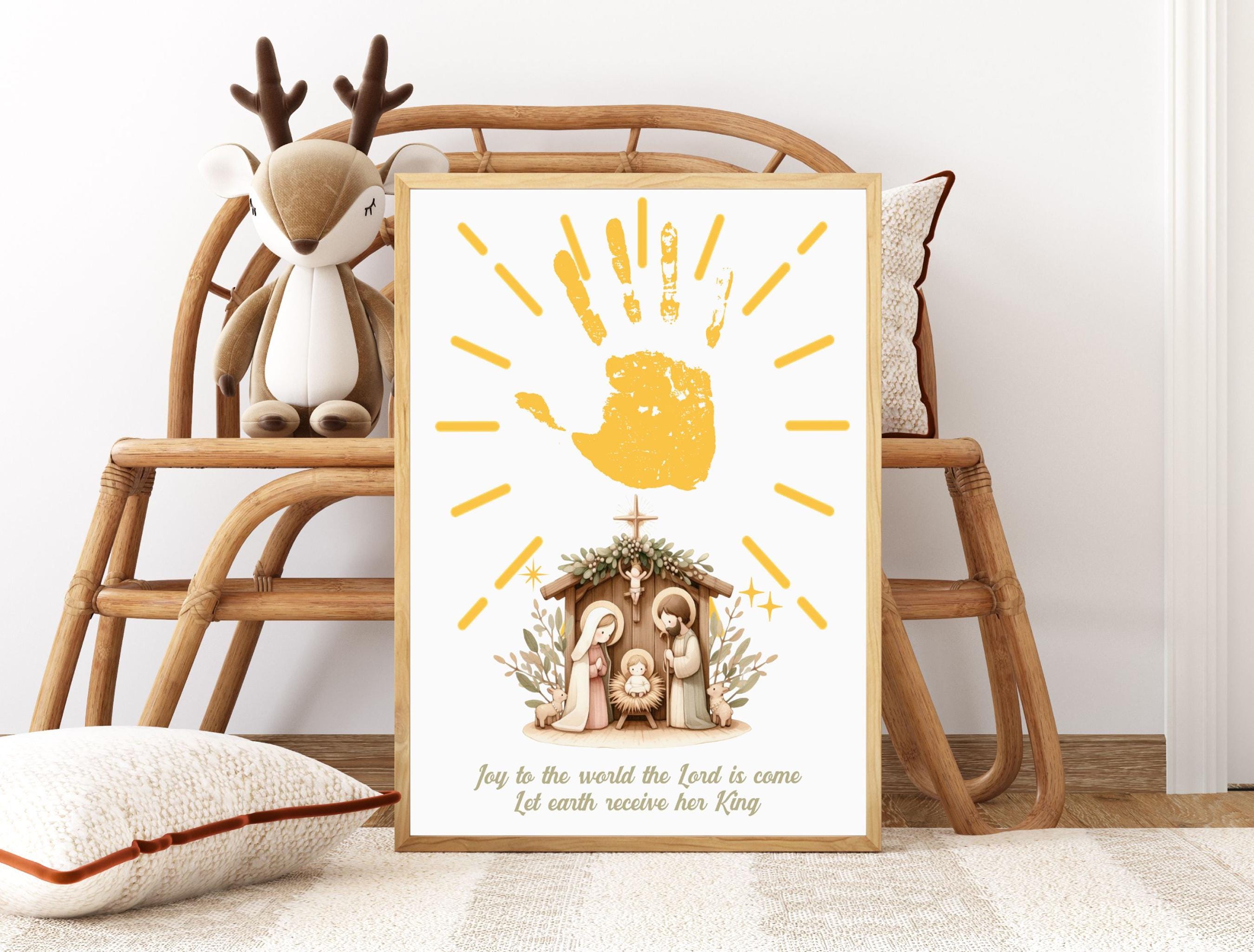 Nativity Handprint Art, Joy to the World, Christmas Handprint Craft ...