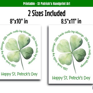 St. Patrick's Day Printable, Kids Handprint Keepsake, Craft for Prek ...