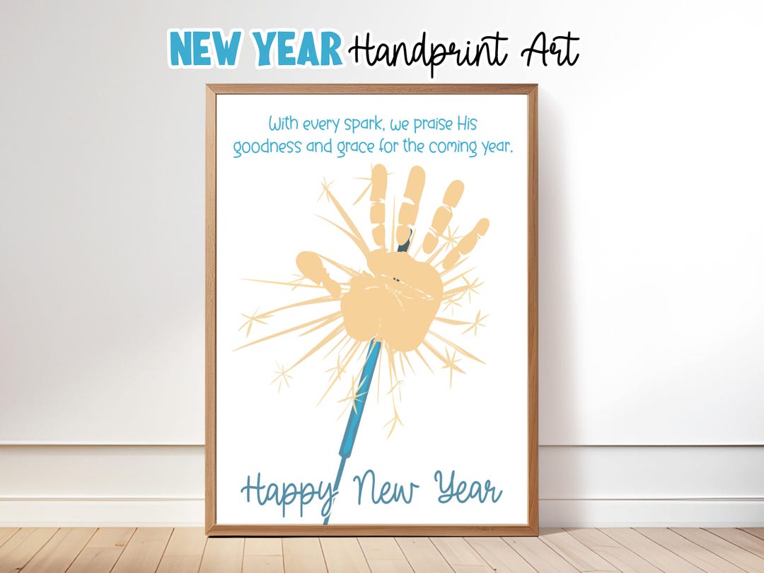 2025 New Years Handprint Art, Preschool New Year Art, New Years ...