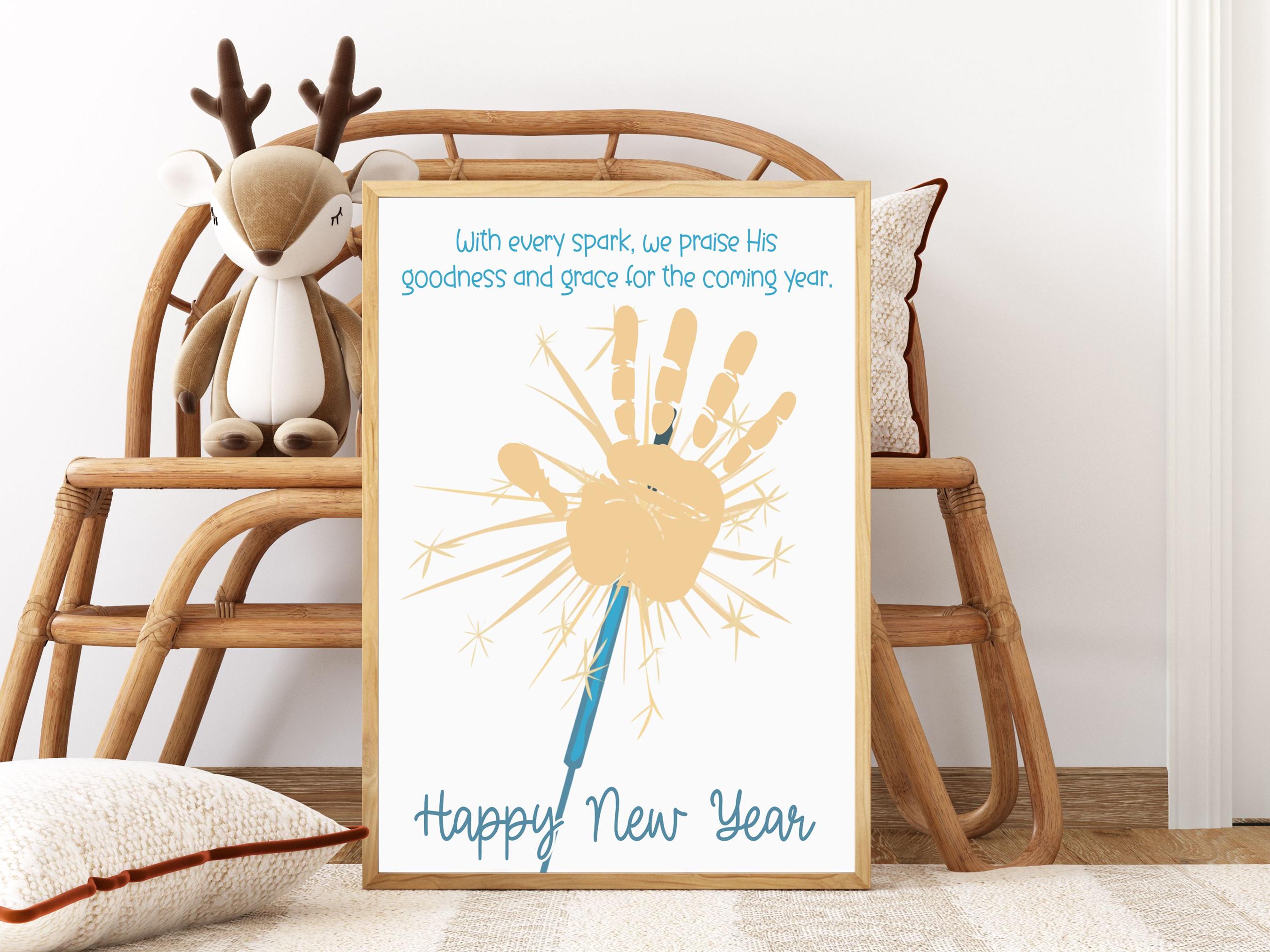 2025 New Years Handprint Art, Preschool New Year Art, New Years ...
