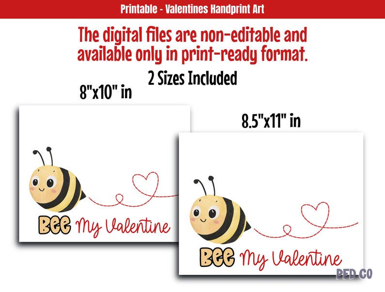 Printable Valentines Day Handprint Art Craft for Kids, Bee My Valentine ...