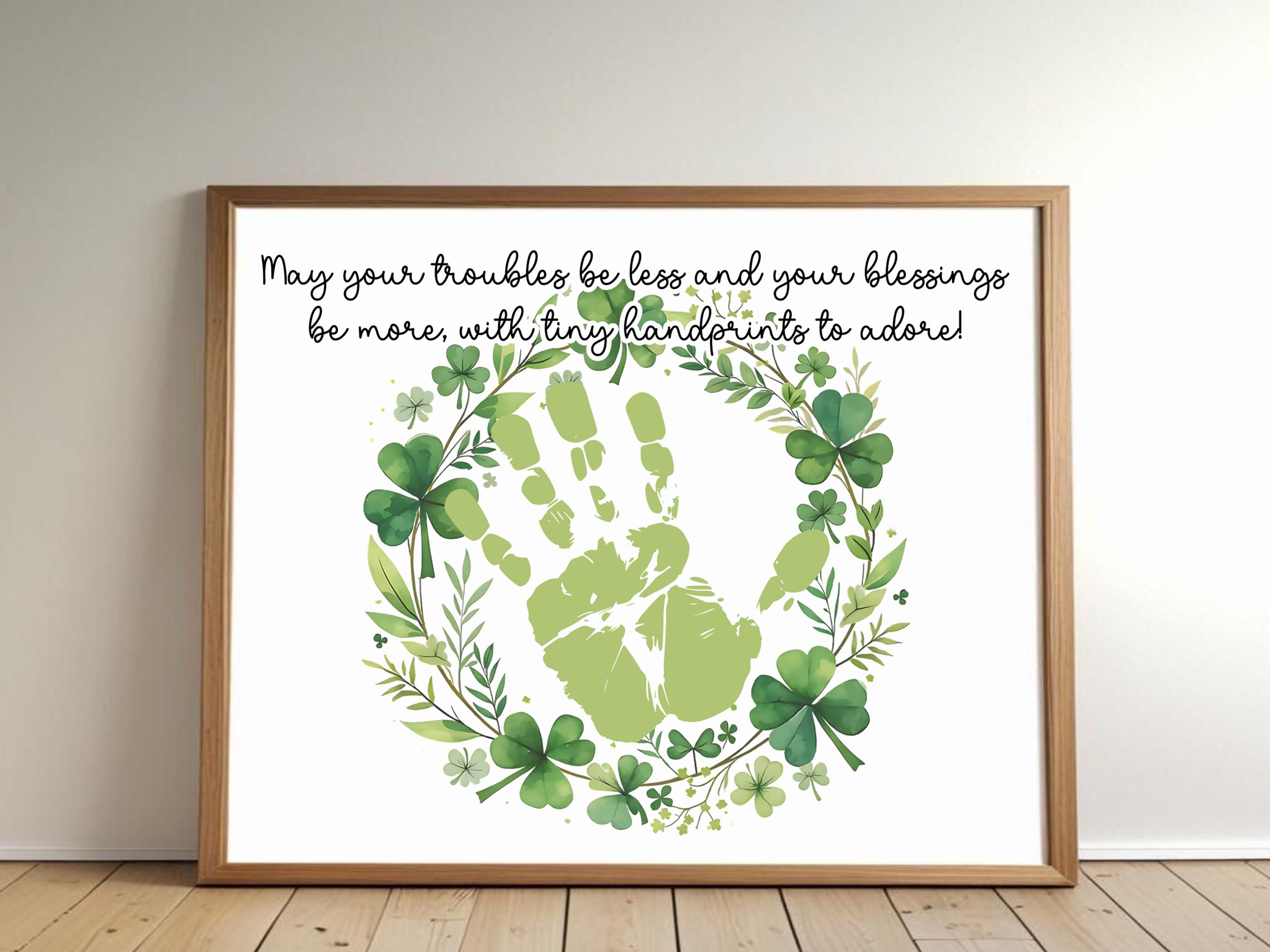 Clover Shamrock Handprint Printable, St. Patrick's Day Handprint Art ...