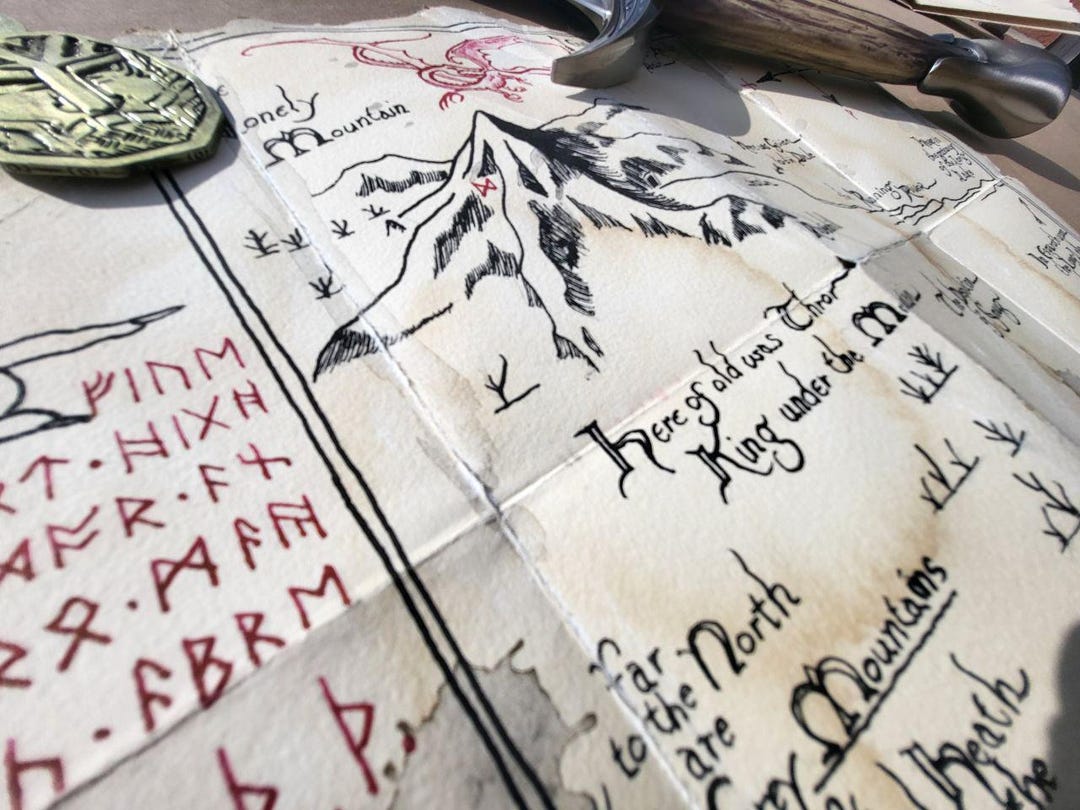 The Hobbit Thorin's Map Hand Drawn on ORIGINAL Paper - Etsy