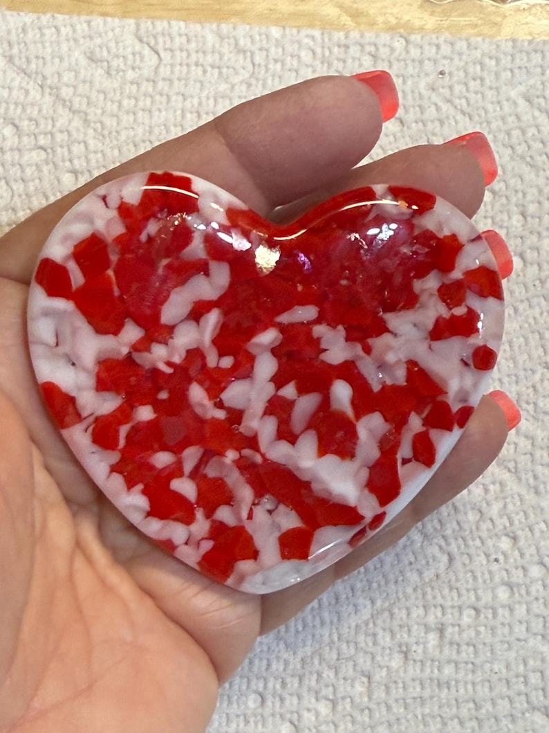 Fused Glass 3 Inch Heart. Can Be Framed for Placement in Window or ...