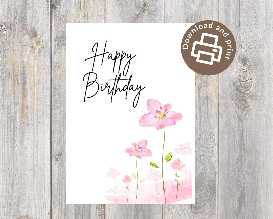 Happy Birthday Printable Card, Digital Happy Birthday Card, Greeting ...