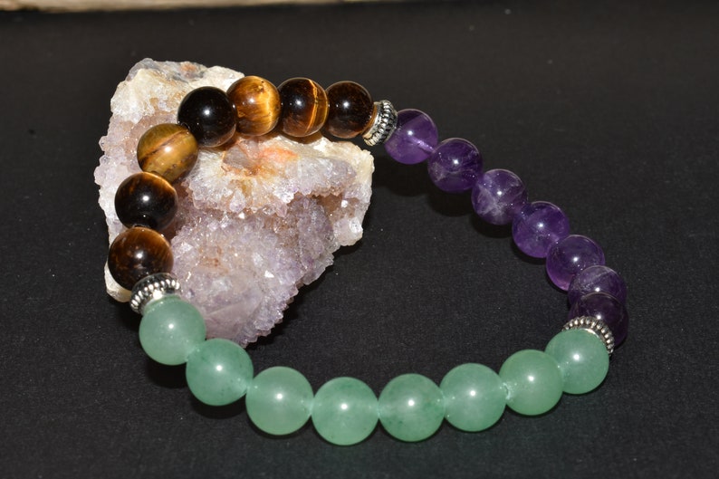 Green Aventurine Amethyst Tiger Eye Bracelet Prosperity - Etsy