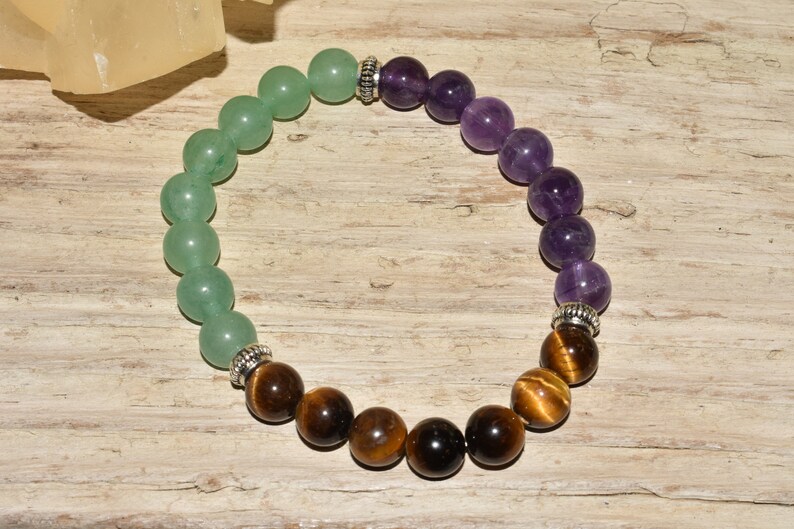 Green Aventurine Amethyst Tiger Eye Bracelet Prosperity - Etsy