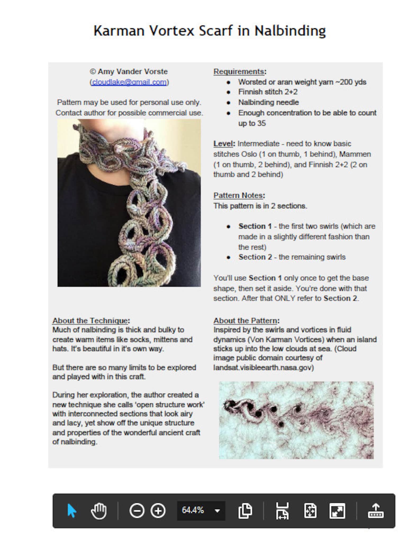 Karman Vortex Nalbinding Scarf Printable PDF Pattern - Etsy