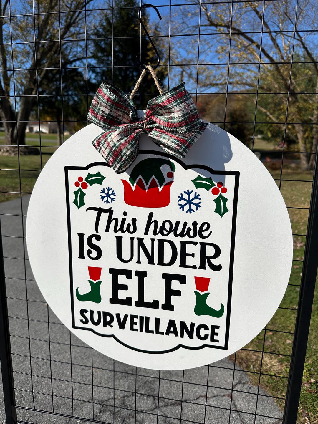 Handmade Wooden Elf Surveillance Door Hanger: Christmas Home Decor - Etsy