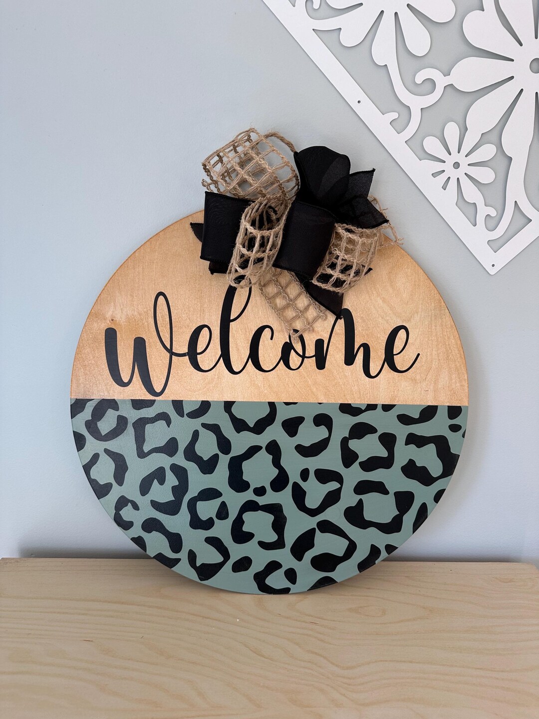 Cheetah Print Welcome Wooden Door Hanger - Etsy
