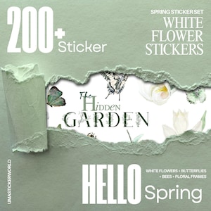 200+ Hello Spring Digital Stickers | Goodnotes White Flower Stickers ...