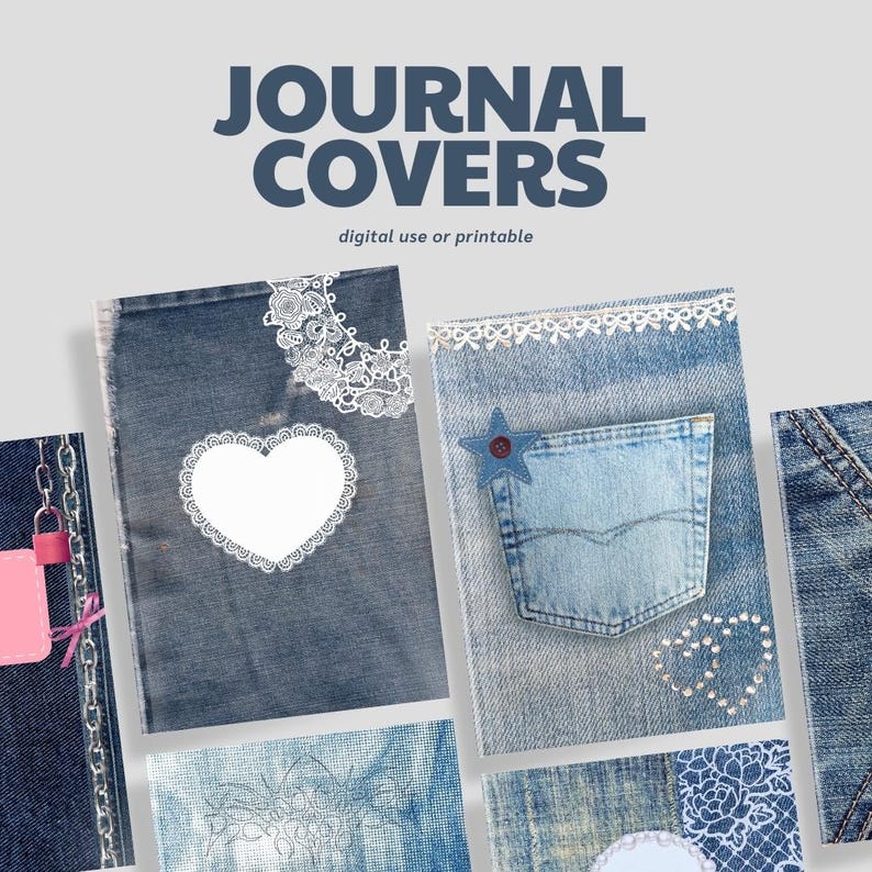 Goodnotes Notebook Covers | Denim Journal Covers | Digital Blue Covers ...