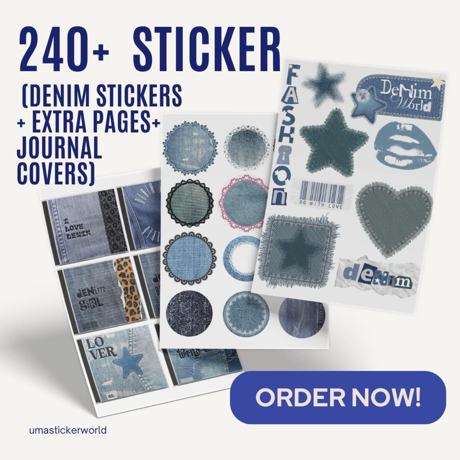 Denim Digital Stickers Digital Journal Cover Goodnotes Compatible ...