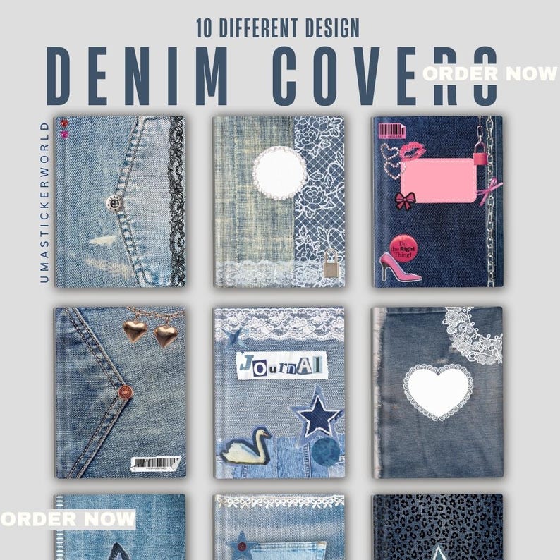 Goodnotes Notebook Covers | Denim Journal Covers | Digital Blue Covers ...