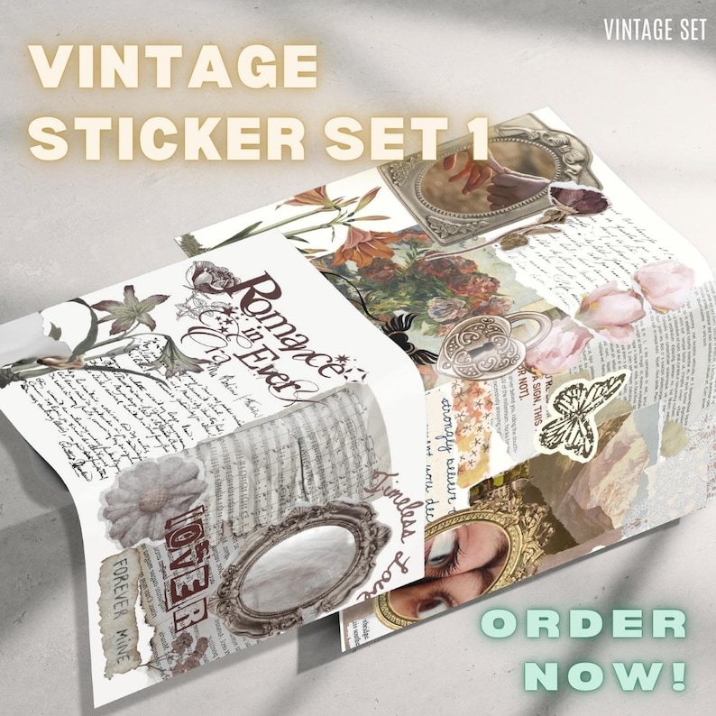 Vintage Love Digital Sticker Set Vintage Digital Stickers Retro Romance ...