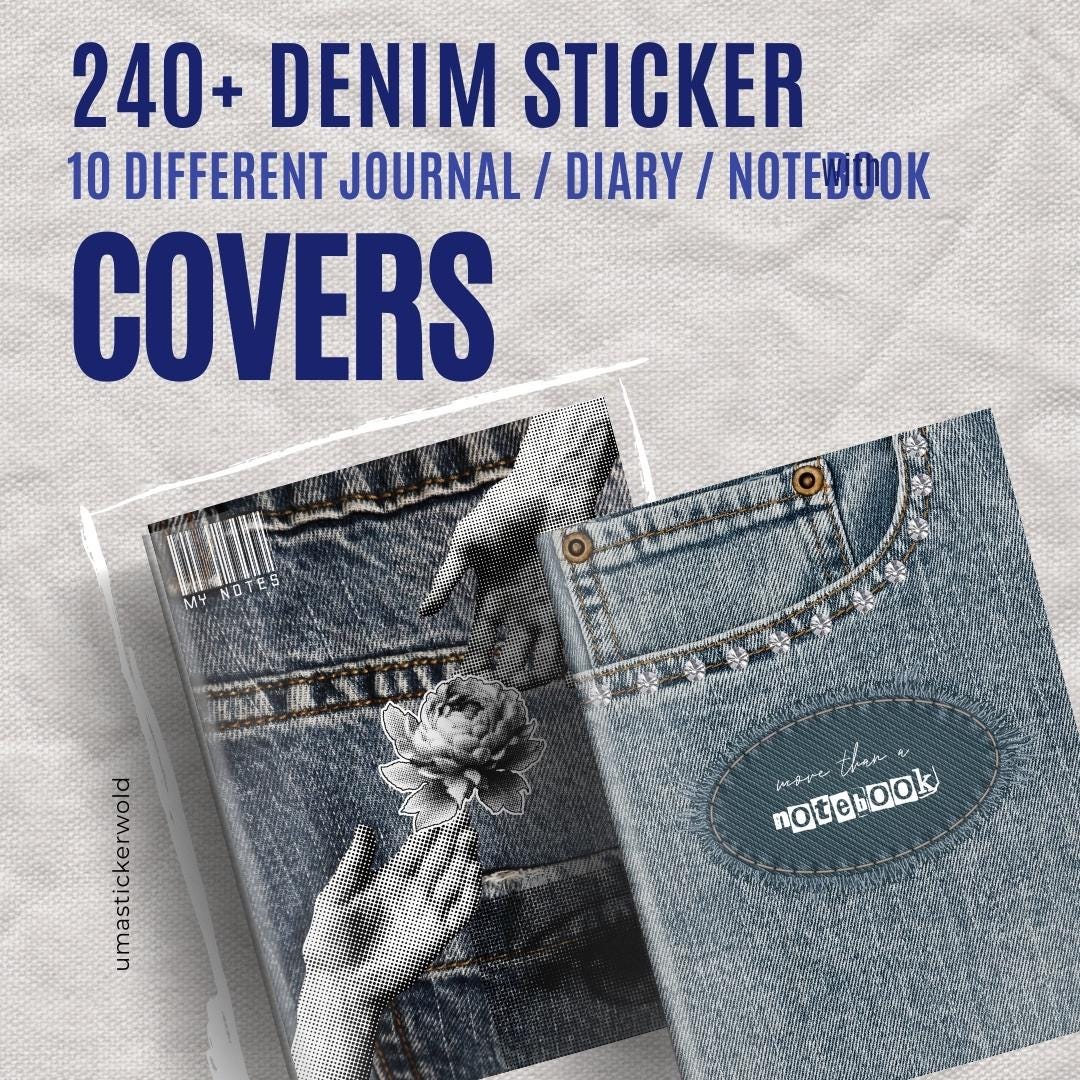 Denim Digital Stickers Digital Journal Cover Goodnotes Compatible ...