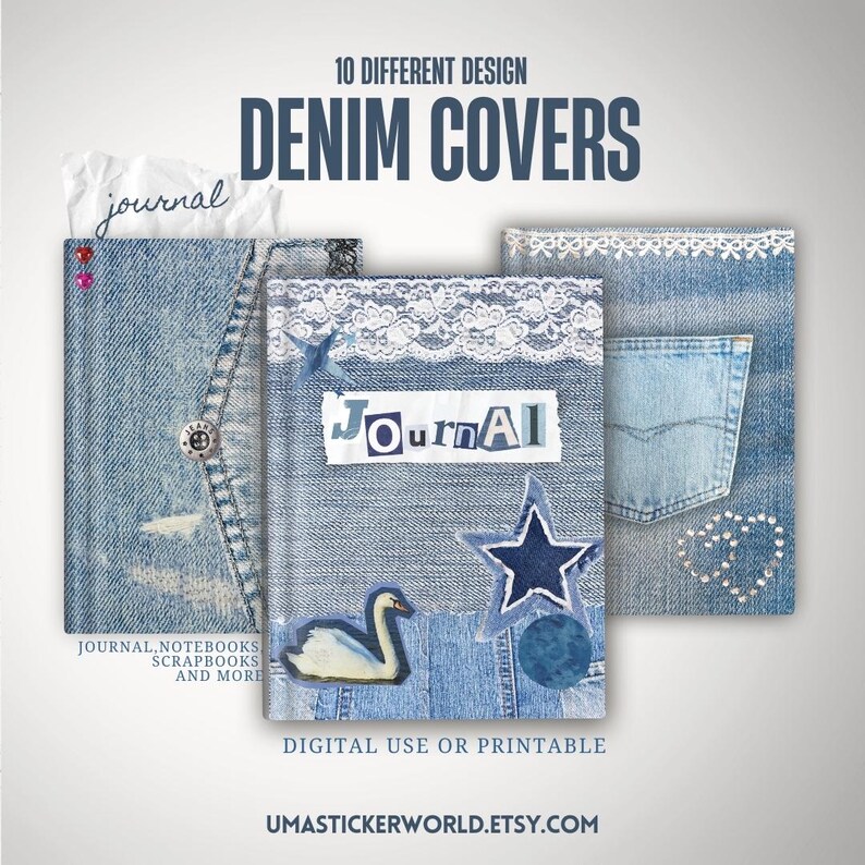 Goodnotes Notebook Covers | Denim Journal Covers | Digital Blue Covers ...