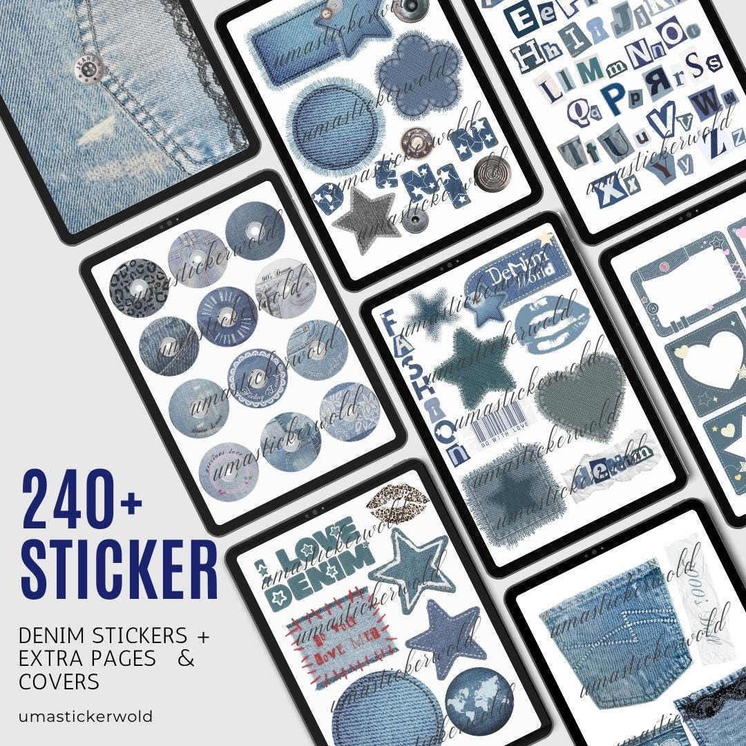 Denim Digital Stickers Digital Journal Cover Goodnotes Compatible ...