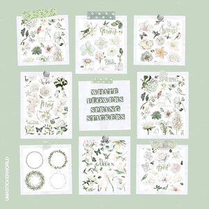 200+ Hello Spring Digital Stickers | Goodnotes White Flower Stickers ...