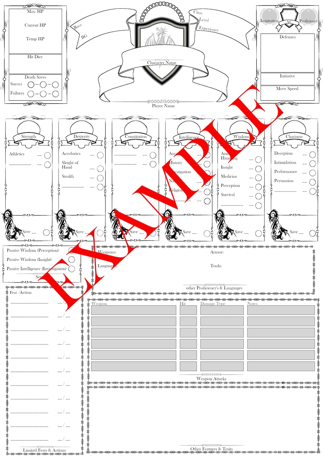 Dnd Character Sheet Fillable With New Content - Etsy