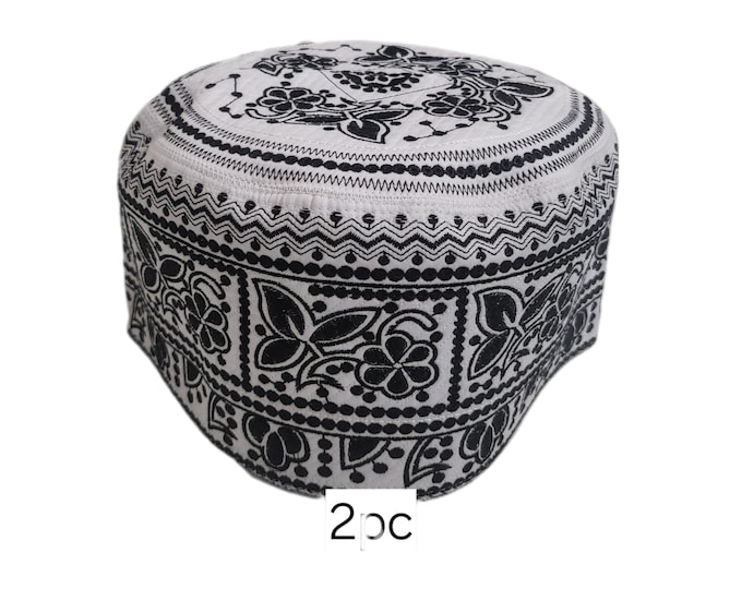 Yemeni Kufi Hat Size24 Dome-shaped Omani Cap Big Size Arab Muslim - Etsy