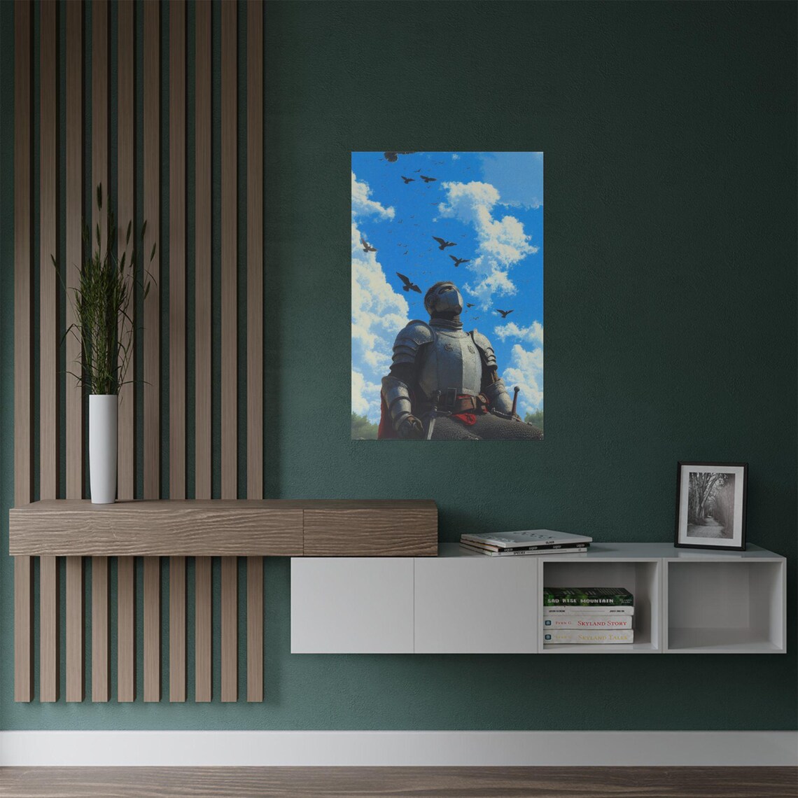 A Noble Freedom - Heroic Satin Poster of Knight in Sky, Fantasy Decor ...