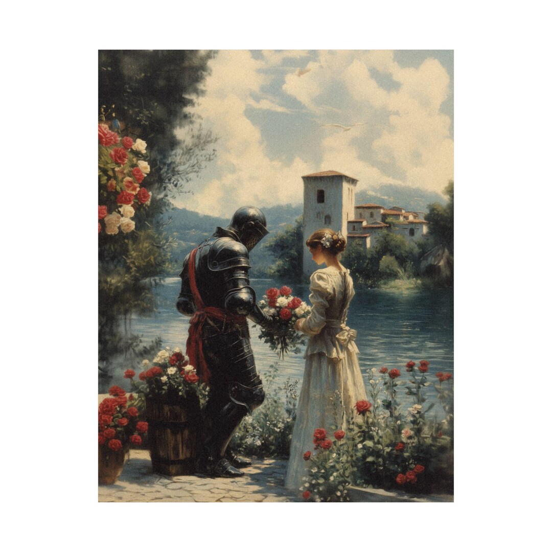 Armor and Roses - Medieval Knight Romance Wall Art, Love Story ...