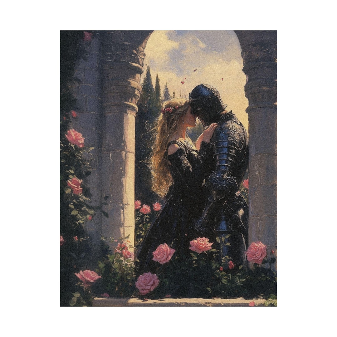 An Intimate Touch - Knight and Maiden Romantic Moment, Roses & Flowers ...