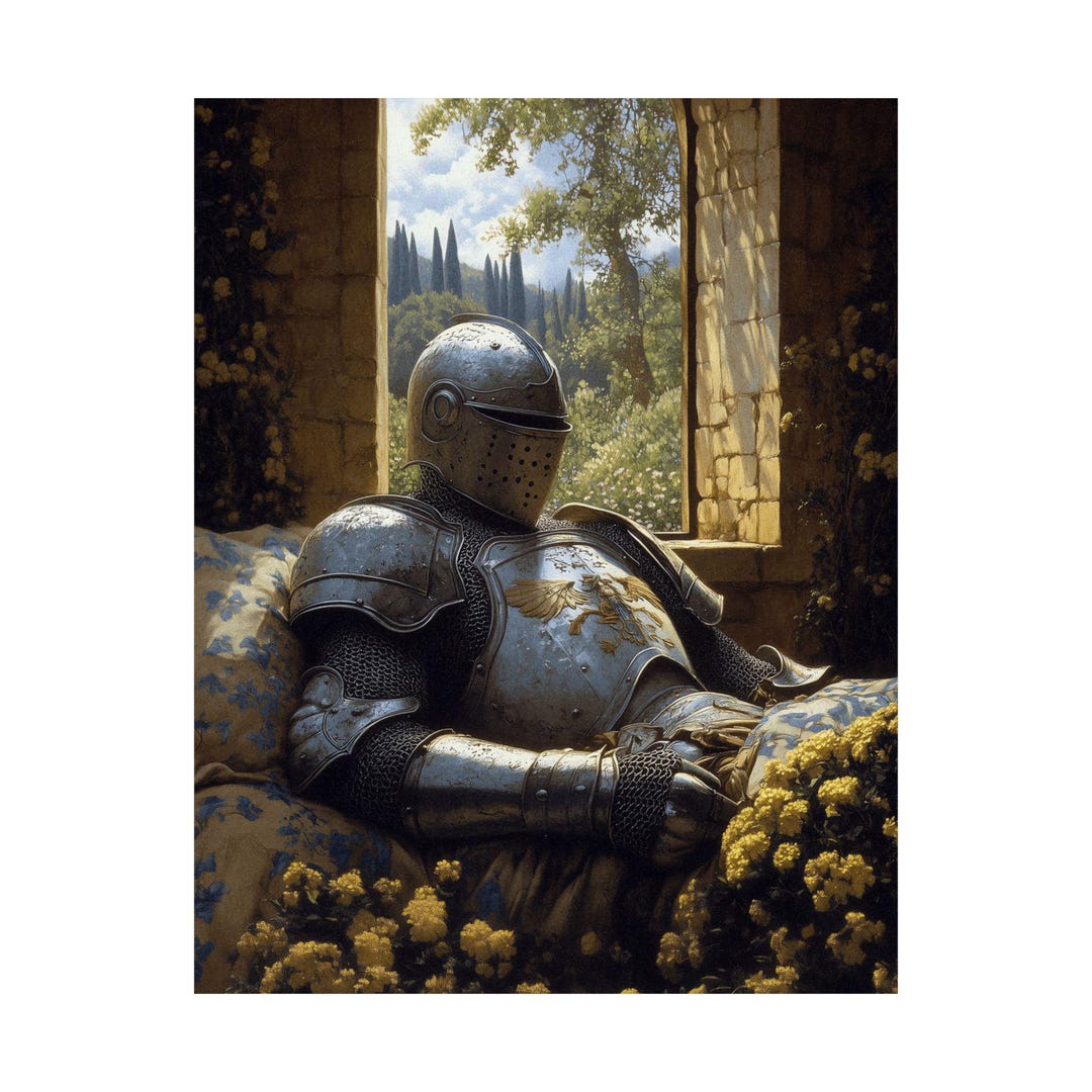 Knight Resting Satin Poster – Medieval Fantasy Wall Art - Etsy