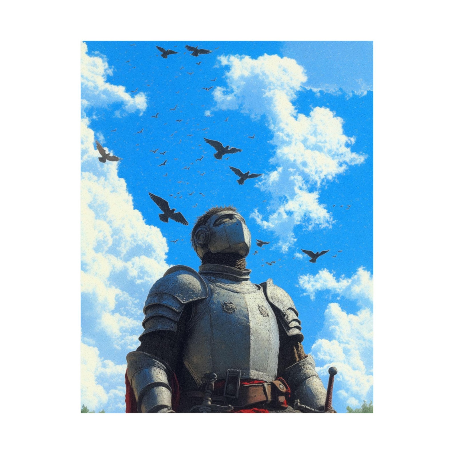 A Noble Freedom - Heroic Satin Poster of Knight in Sky, Fantasy Decor ...
