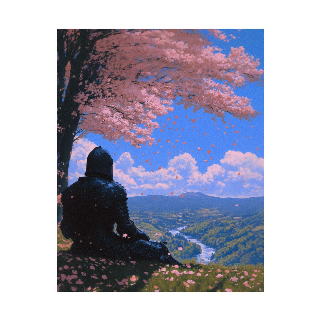 Knight Under Cherry Blossom Tree Art Print - Japanese History Home ...