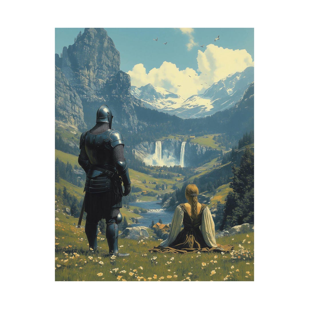 A Medieval Date - Wall Art, Knight and Maiden Art, Poster Print ...