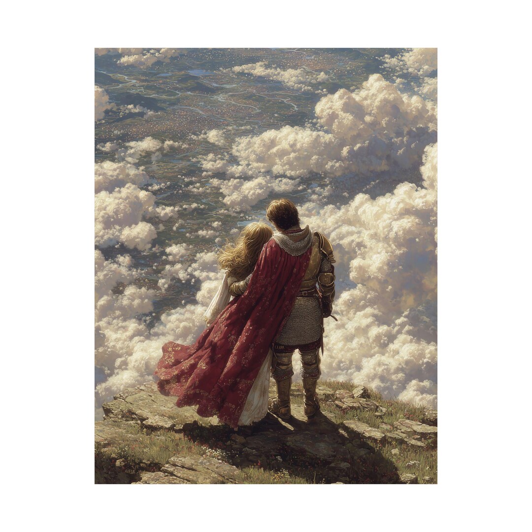 A Hero's Love - Epic Fantasy Knight Couple Print | Clouds Over Kingdom ...