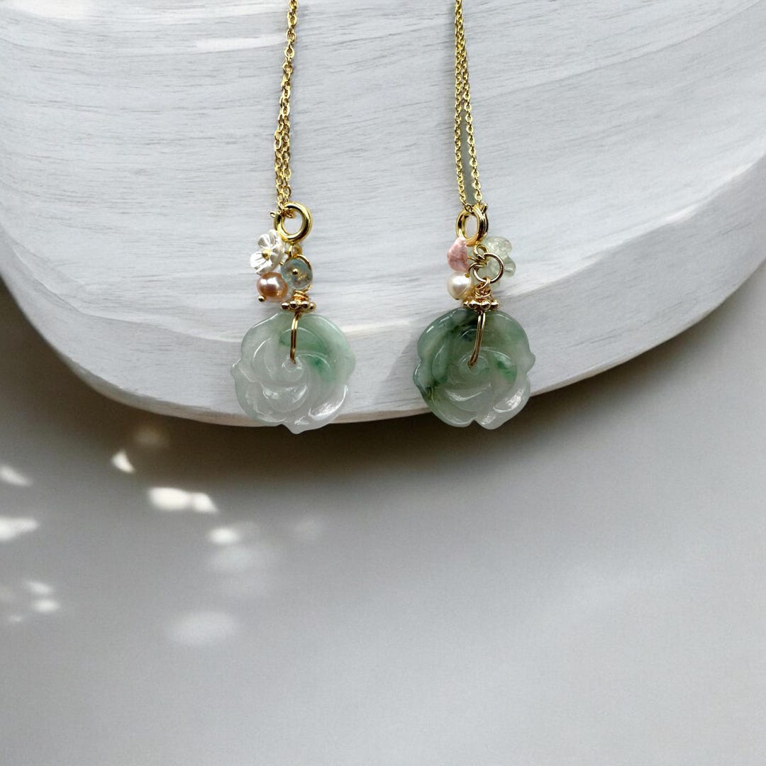 Type A Jadeite Rose Pendant - Symbol of Love, Beauty & Emotional ...