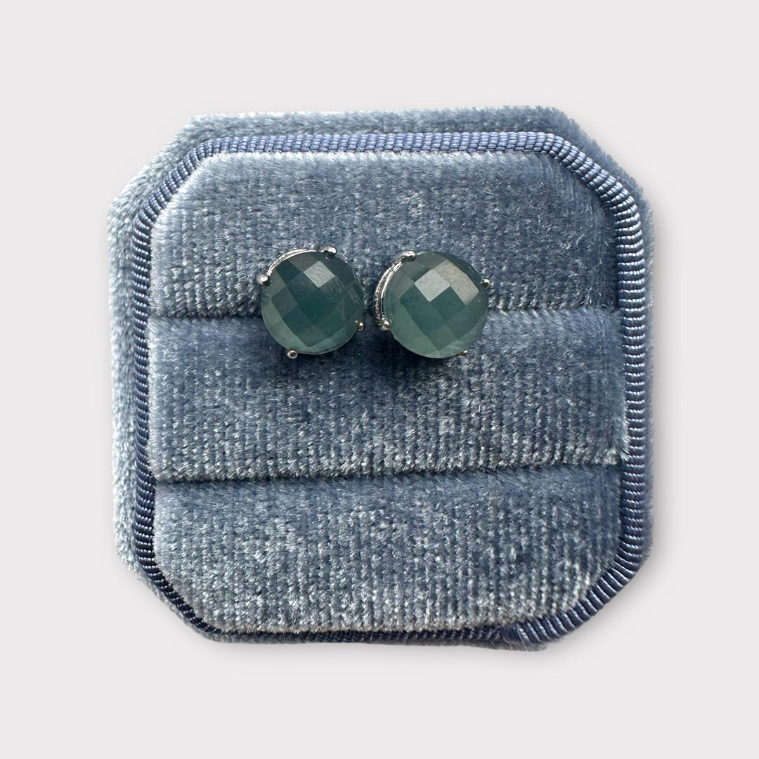 Type A Guatemala Faceted Jadeite Cabochon Earring Studs - Etsy