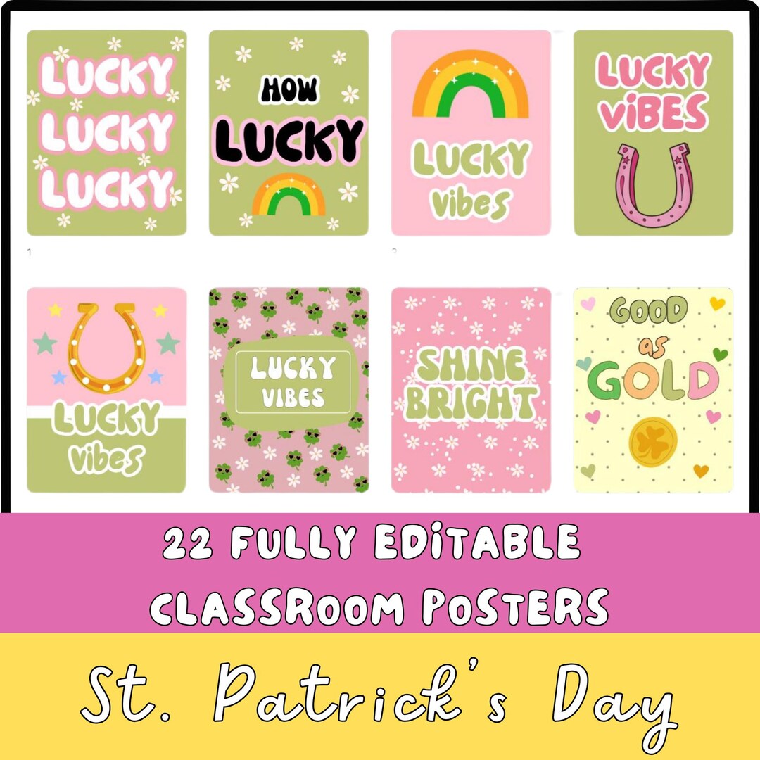 St. Patrick's Day Classroom Poster Bundle | Groovy, Retro Classroom ...