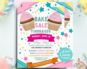 EDITABLE Bake Sale Flyer, Printable PTA, PTO Flyer, School Family ...