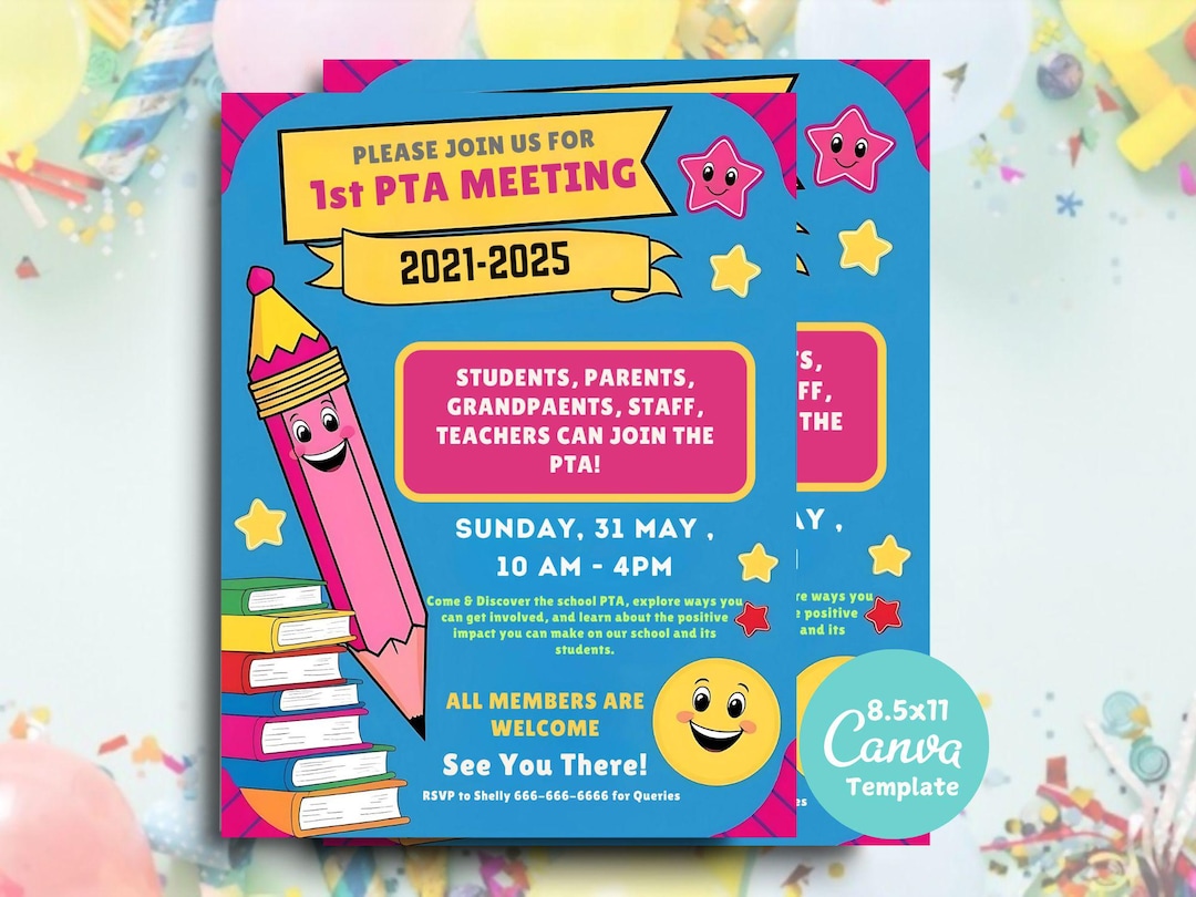 PTO PTA Meeting Flyer, Pto/pta Information Meeting Flyer, Editable ...