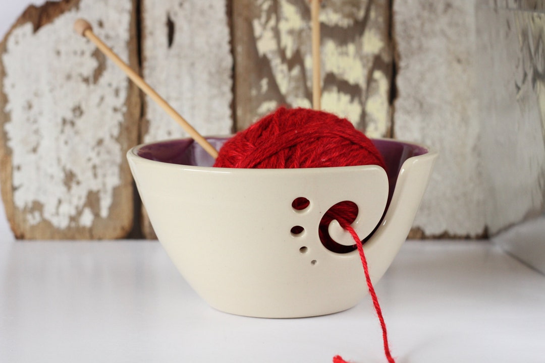 Yarn Bowl, Knitting Bowl, Crochet Bowl, Purple Ceramic Yarn Bowl, Made ...