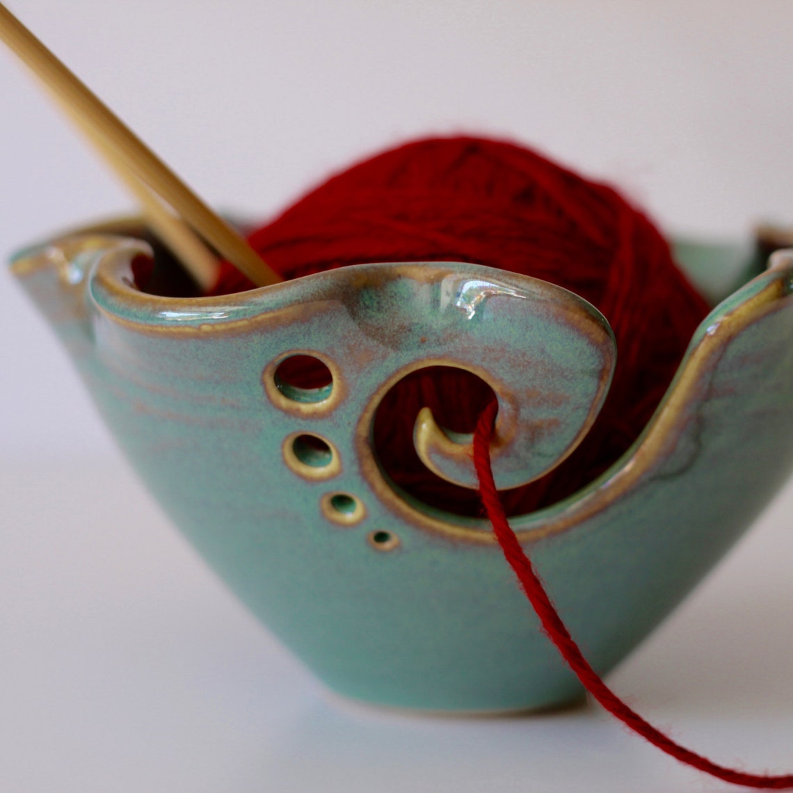 Ruffled Ceramic Yarn Bowl Yarn Bowl Knitting Bowl Crochet - Etsy