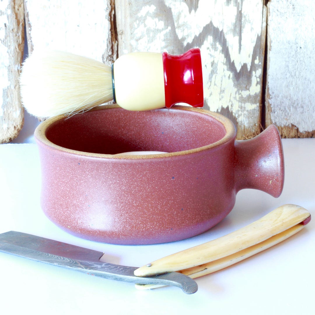 Ceramic Shaving Mug / Ridges for a Good Lather / Comfortable Handle ...