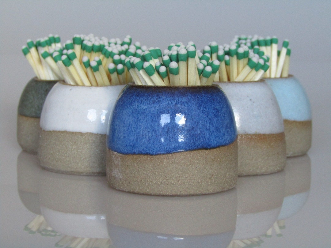 Blue Ceramic Matchstick Holder - Ceramic Matchstick Striker - Etsy
