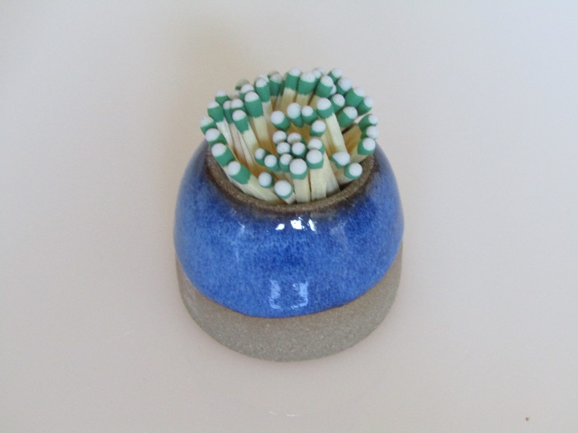 Blue Ceramic Matchstick Holder Ceramic Matchstick Striker | Etsy