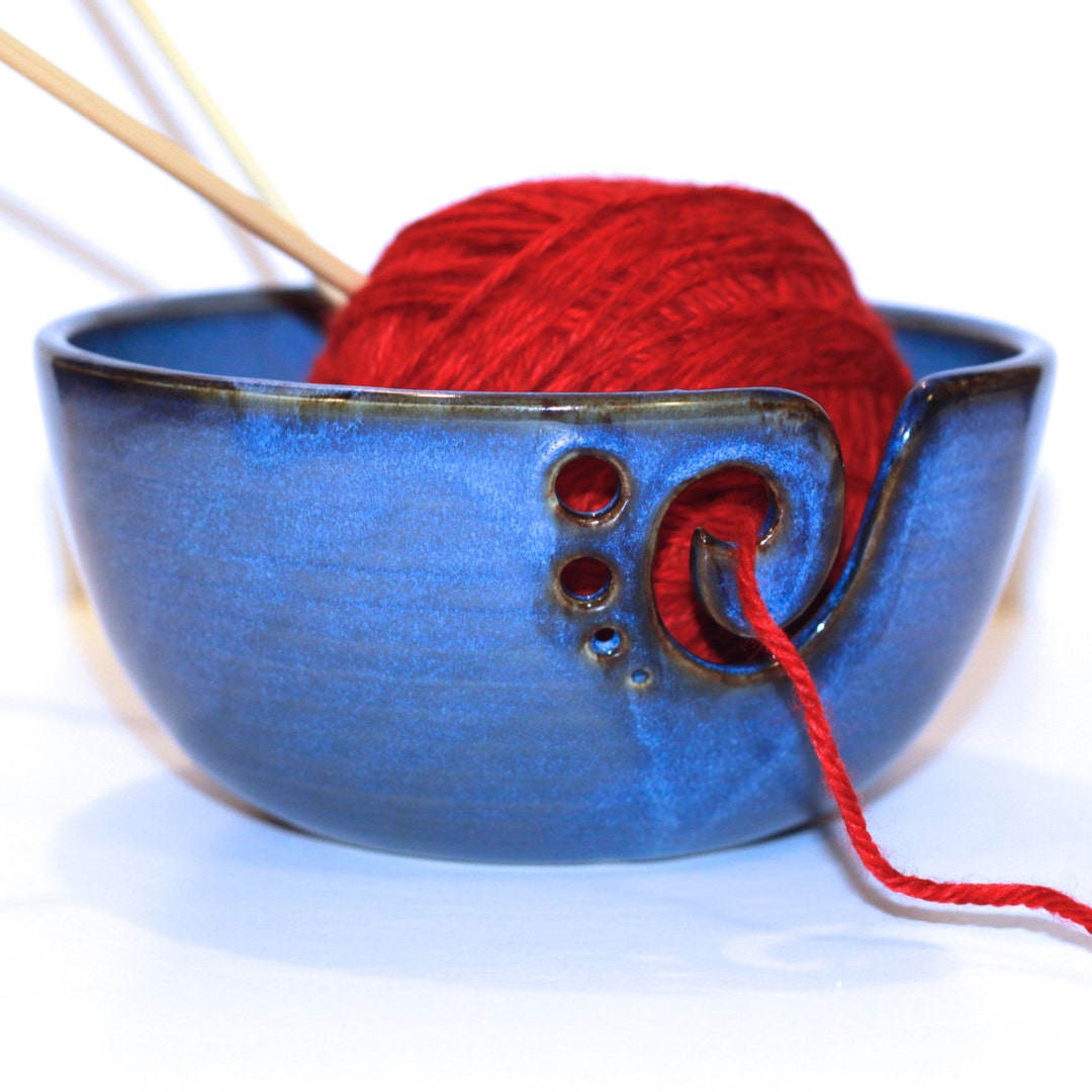 Sky Blue Ceramic Yarn Bowl, Yarn Bowl, Knitting Bowl, Crochet Bowl, Sky ...